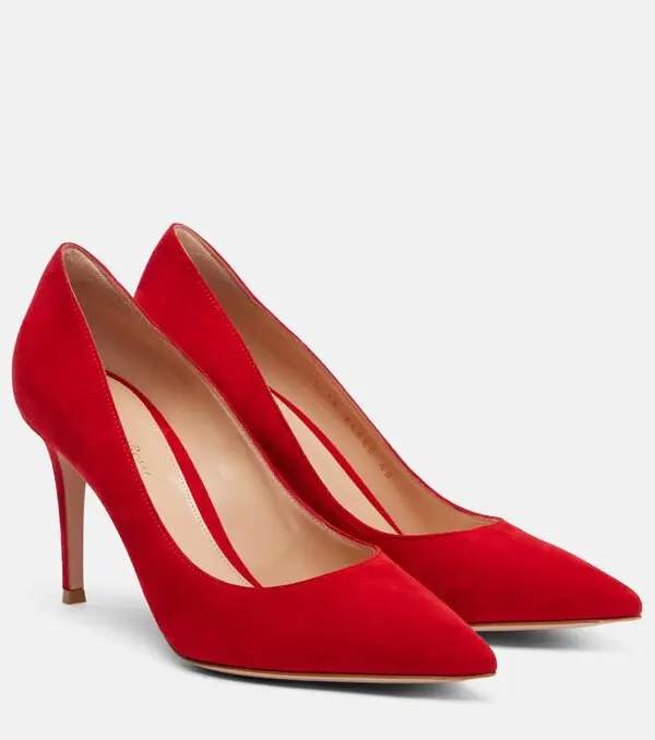 GIANVITO ROSSI 85 Suede Pumps - Red