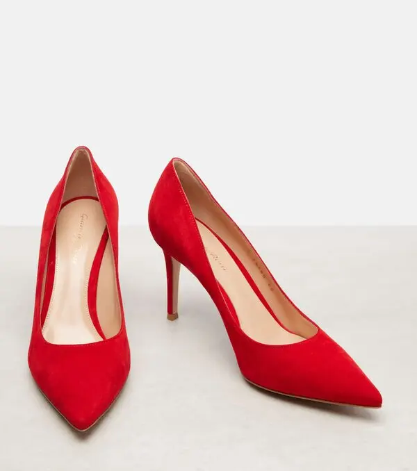 GIANVITO ROSSI 85 Suede Pumps - Red