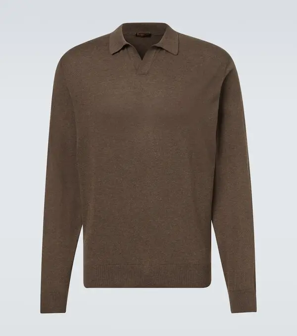 Rubinacci Cashmere Polo Sweater - Brown