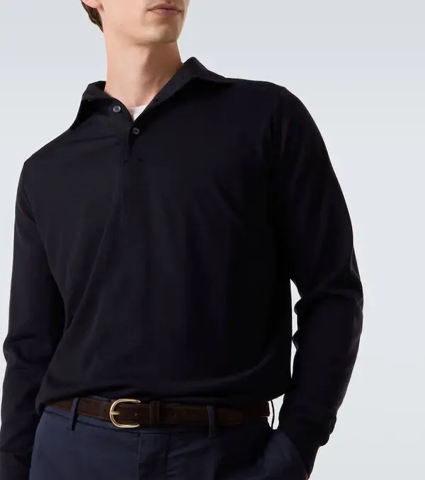 LARDINI Virgin Wool Polo Sweater - Blue