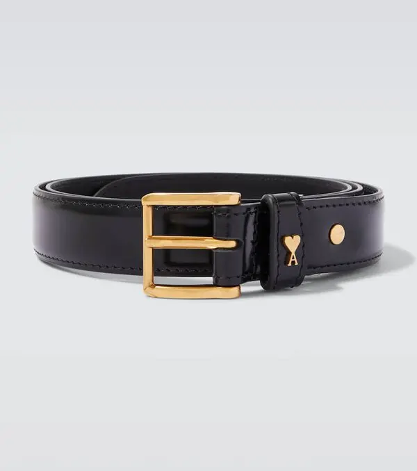 Ami Paris Leather Belt - Black