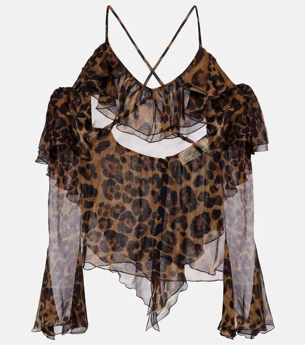 Blumarine Leopard-print Draped Top