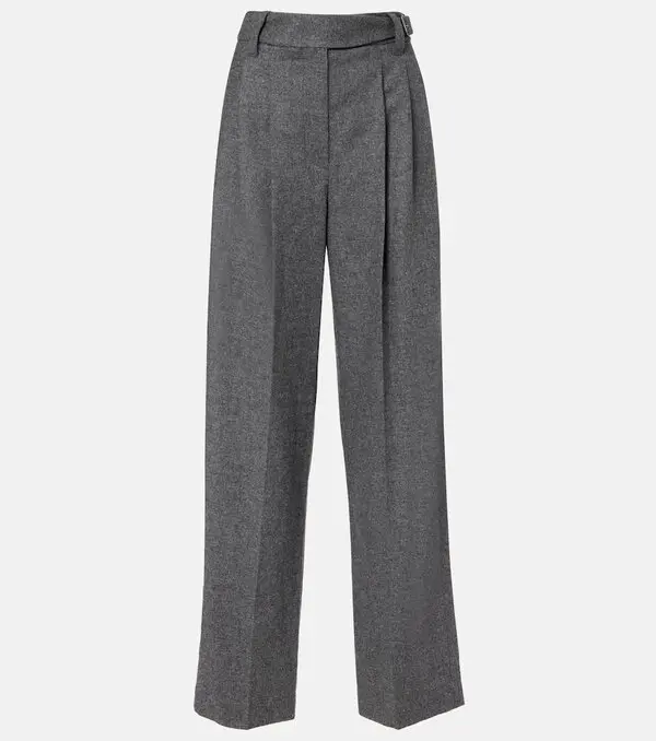 Brunello Cucinelli Pleated Wool And Cashmere Wide-leg Pants - Grey