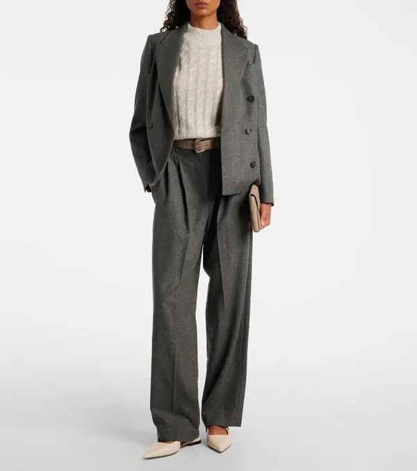Brunello Cucinelli Pleated Wool And Cashmere Wide-leg Trousers