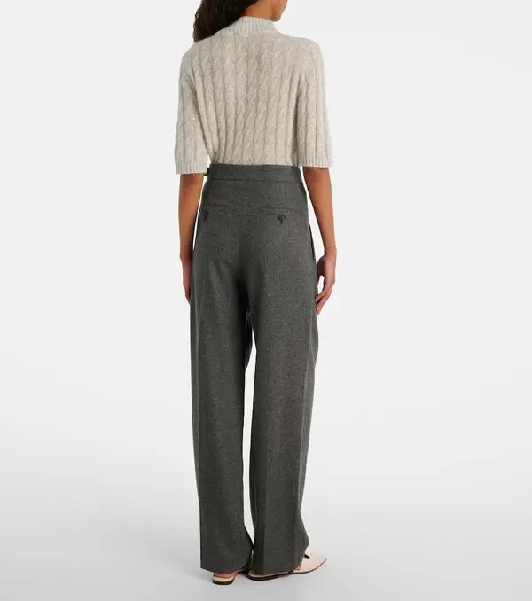 Brunello Cucinelli Pleated Wool And Cashmere Wide-leg Trousers