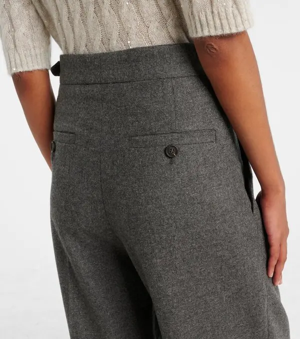 Brunello Cucinelli Pleated Wool And Cashmere Wide-leg Trousers