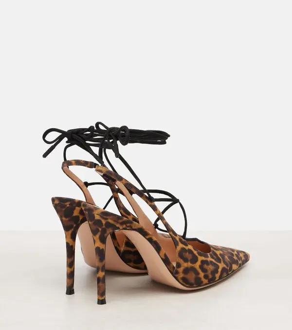 GIANVITO ROSSI 95 Leopard-print Slingback Pumps