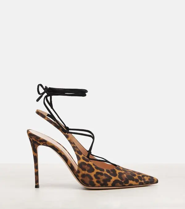 GIANVITO ROSSI 95 Leopard-print Slingback Pumps