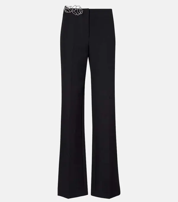 Blumarine Embellished Crêpe Cady Flared Pants