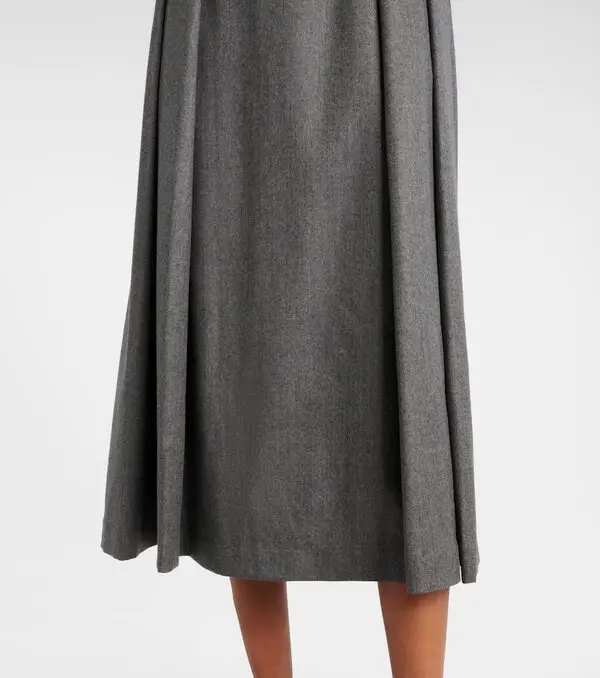 Brunello Cucinelli Belted Virgin Wool Midi Dress - Grey