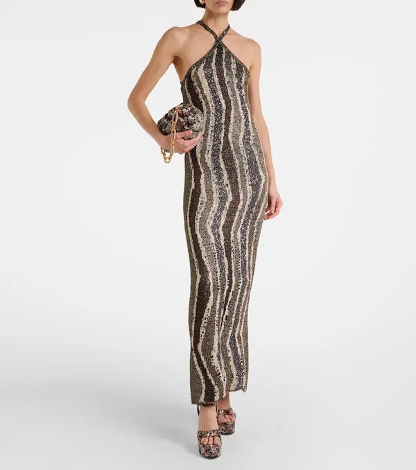 Missoni Sequined Open-back Lamé Gown