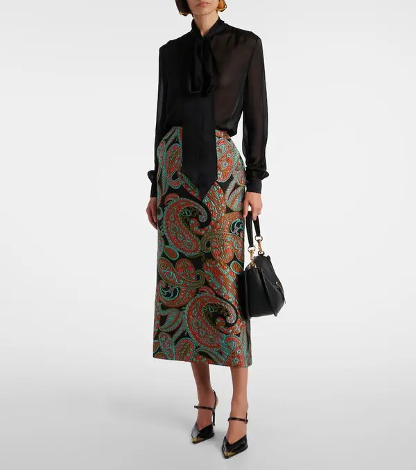 Etro Paisley Jacquard Midi Skirt