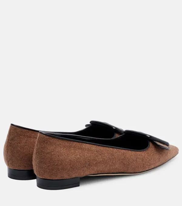 Manolo Blahnik Maysale Buckled Ballet Flats - Brown