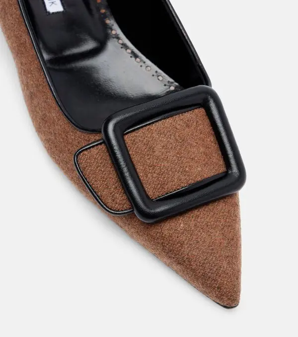 Manolo Blahnik Maysale Buckled Ballet Flats - Brown
