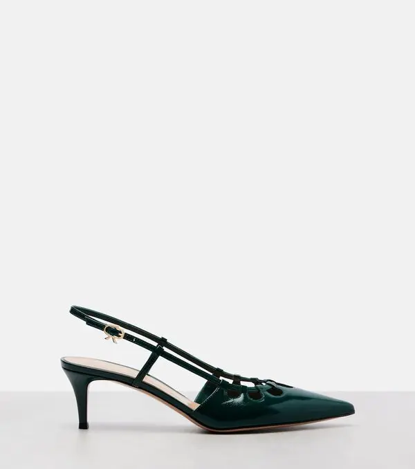 GIANVITO ROSSI Eloise 55 Leather Slingback Pumps - Green