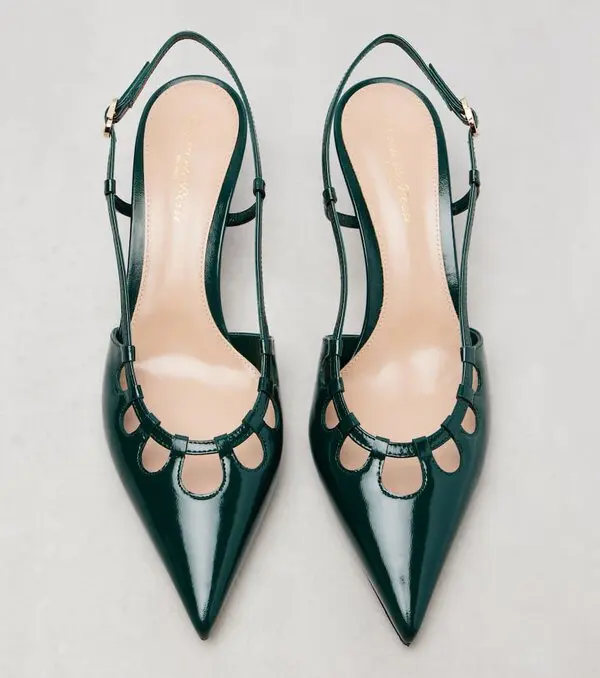 GIANVITO ROSSI Eloise 55 Leather Slingback Pumps - Green