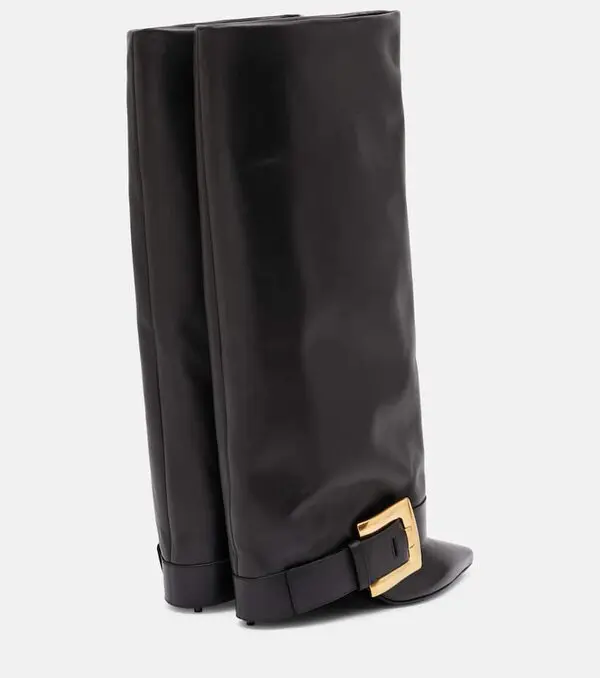 Balmain Anthem Leather Knee-high Boots - Black