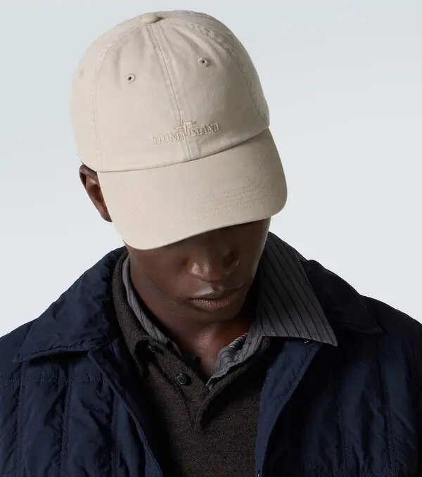 Stone Island Logo Cotton Gabardine Baseball Cap
