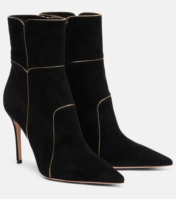 GIANVITO ROSSI 95 Suede Ankle Boots - Black