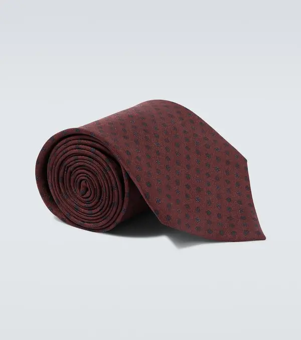 Dunhill Printed Silk Neck Tie - Burgundy