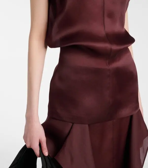 Khaite Toma Silk-Organza Tunic - Burgundy | Editorialist