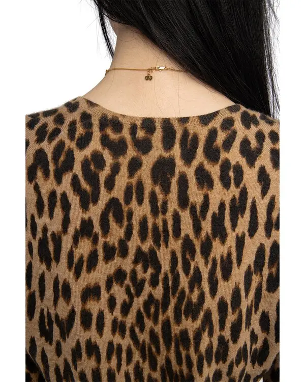 Zadig&Voltaire Rivy Cp Leopard Print Cashmere Sweater - Daim