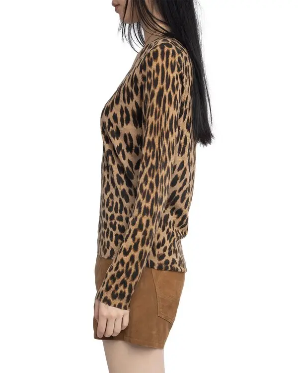 Zadig&Voltaire Rivy Cp Leopard Print Cashmere Sweater - Daim