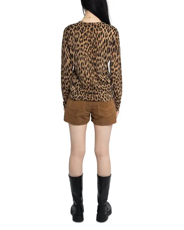 Zadig&Voltaire Rivy Cp Leopard Print Cashmere Sweater - Daim