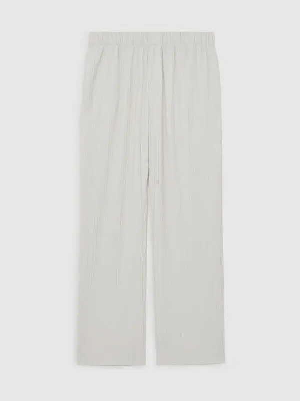 REISS Augustine Wide Leg Plisse Trousers