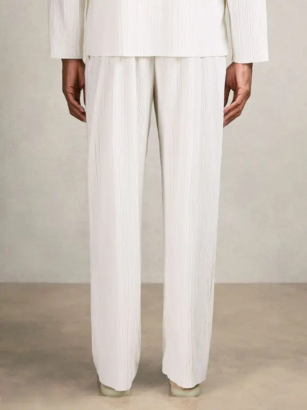 REISS Augustine Wide Leg Plisse Trousers