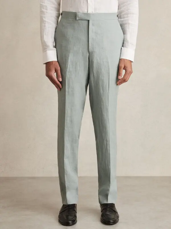 REISS Warner Linen Slim-fit Suit Trousers - Ocean Green