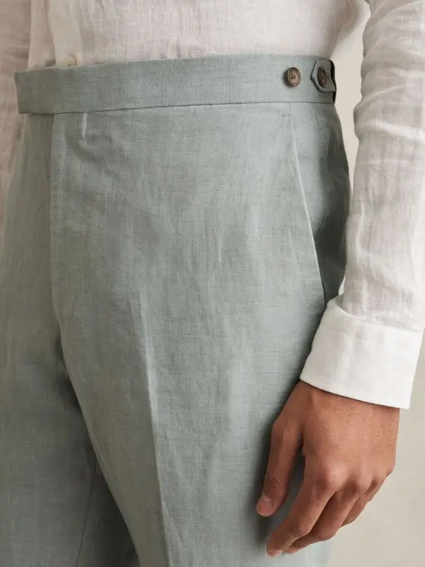 REISS Warner Linen Slim-fit Suit Trousers - Ocean Green