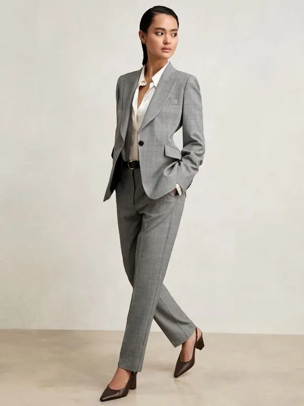 REISS Brooklyn Petite Check Slim-fit Suit Trousers