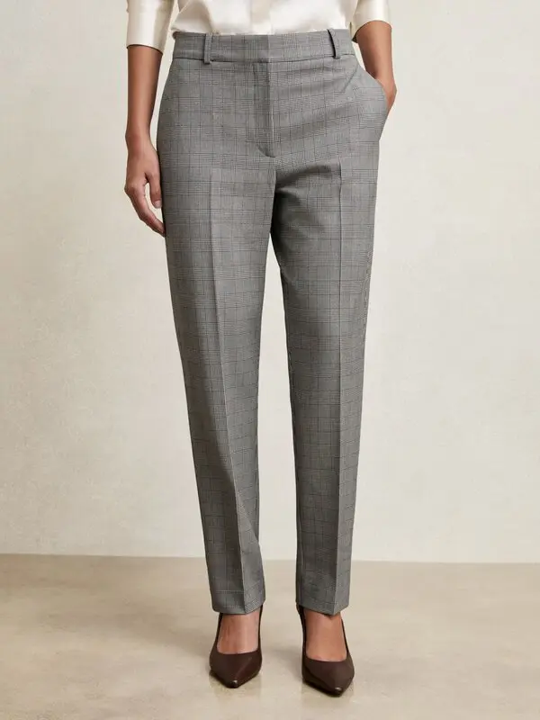 REISS Brooklyn Petite Check Slim-fit Suit Trousers
