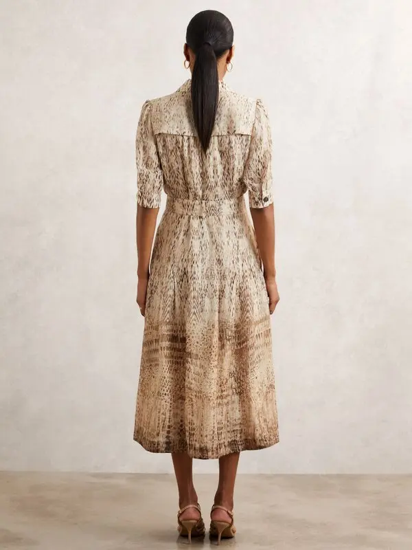 REISS Malika Animal-print Belted Shirt Dress