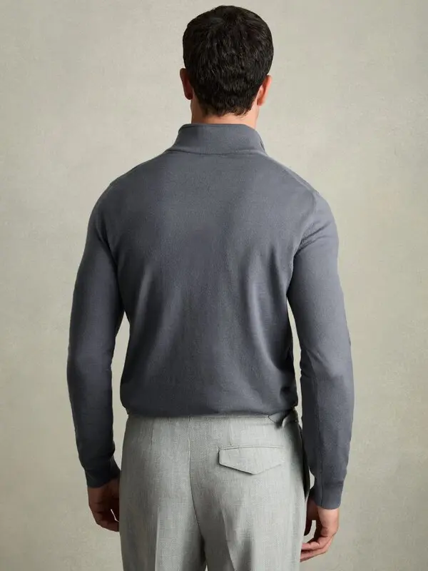 REISS Blackhall Wool Half-zip Jumper - Airforce Blue