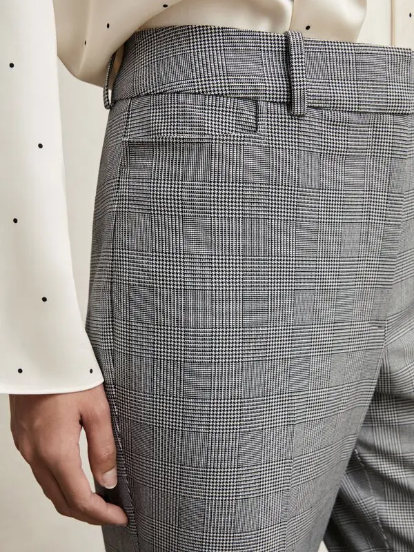 REISS Check Flared Suit Trousers