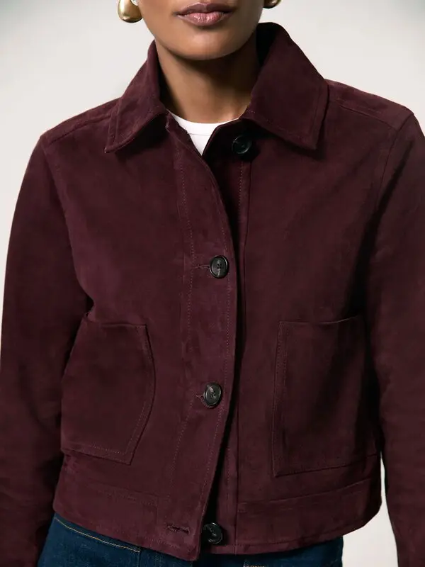 REISS Sonny Suede Button-through Jacket