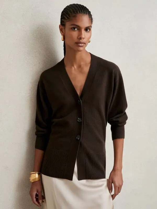 REISS Wool-blend Fitted Cardigan