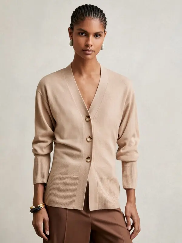REISS Wool-blend Fitted Cardigan