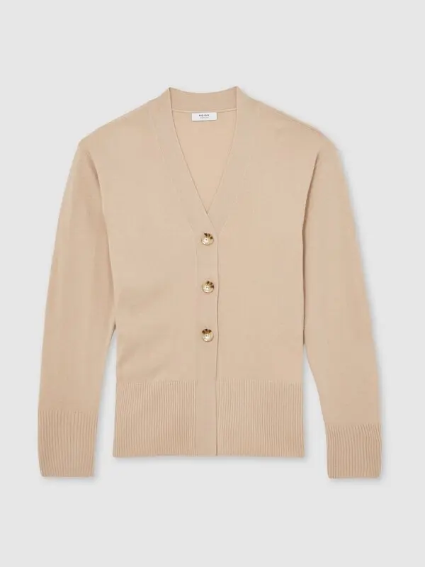 REISS Wool-blend Fitted Cardigan