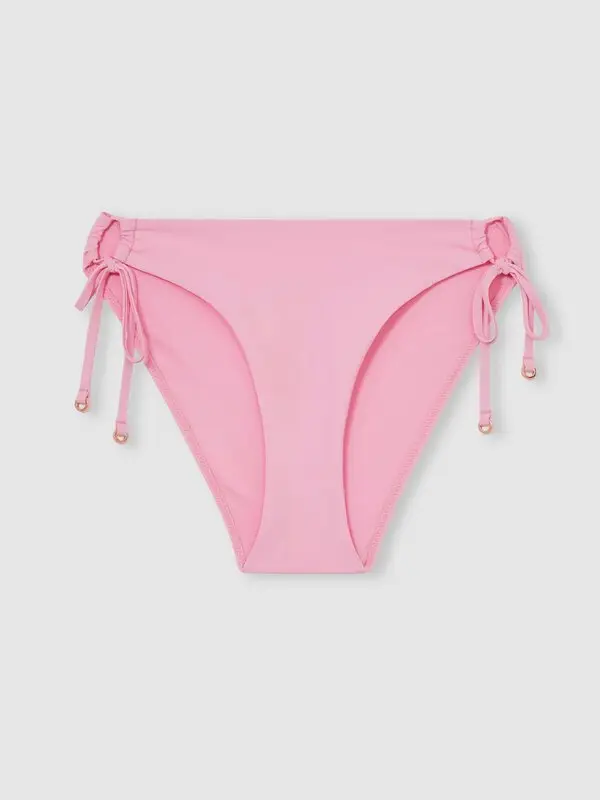 REISS Ari Side-tie Bikini Bottom - Pink
