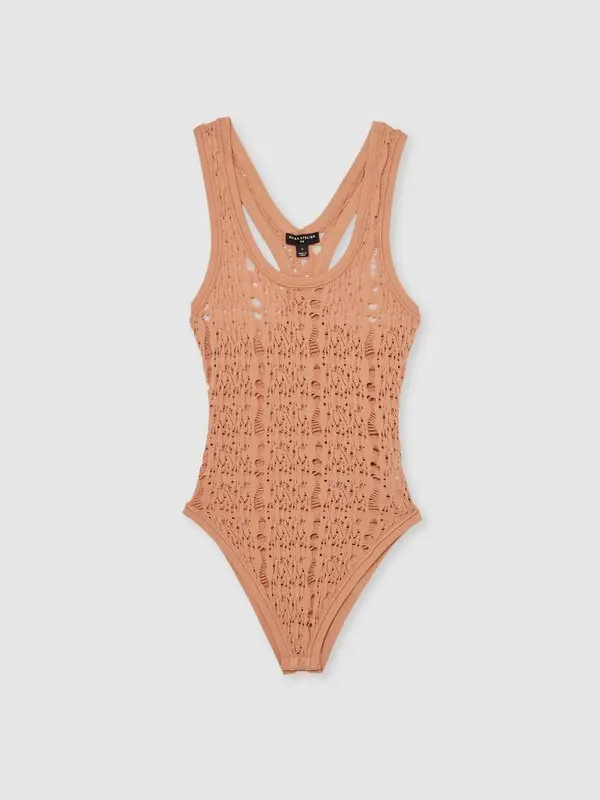 REISS Adaline Francesca Atelier Ladder Knit Bodysuit