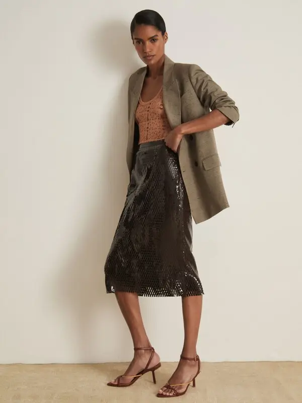 REISS Adaline Francesca Atelier Ladder Knit Bodysuit