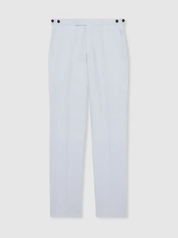 REISS Kinsoft Slim Fit Linen Trousers - Blue