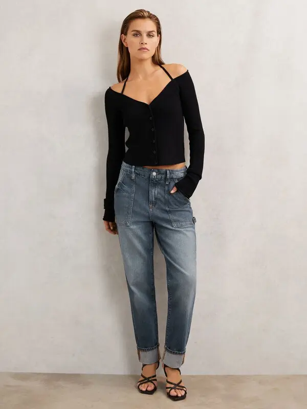 Good American Cuffed Straight-leg Jeans
