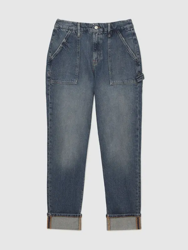 Good American Cuffed Straight-leg Jeans