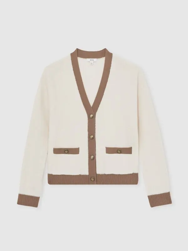 REISS Olli Colourblock Wool Cardigan