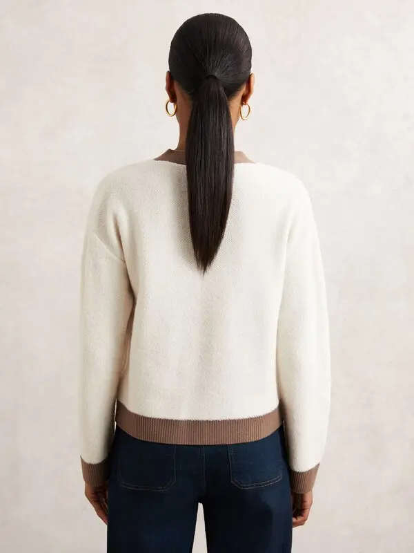 REISS Olli Colourblock Wool Cardigan