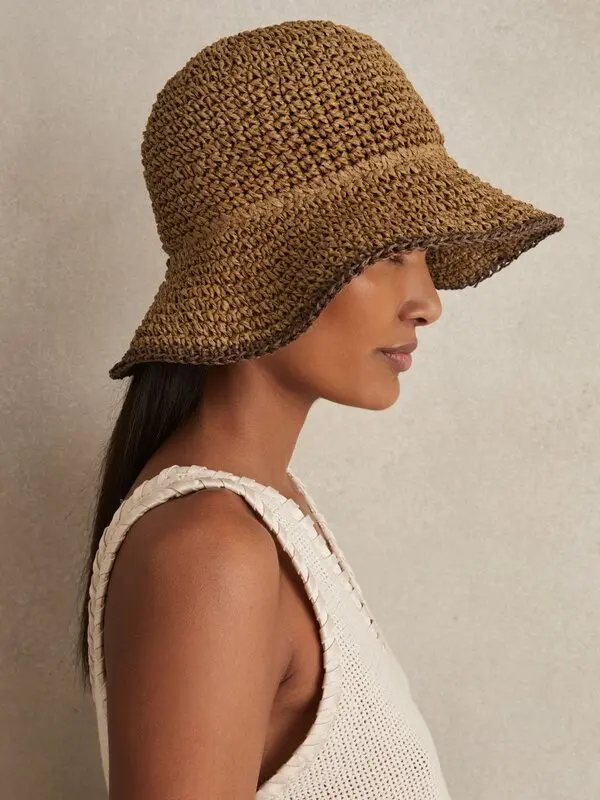 REISS Enziya Straw Sun Hat